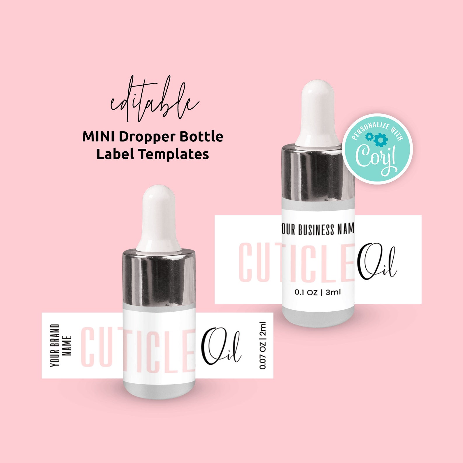 Cuticle Oil Bottle Wrapper Label Template, Custom 1ml 2ml 3ml 5ml MINI ...