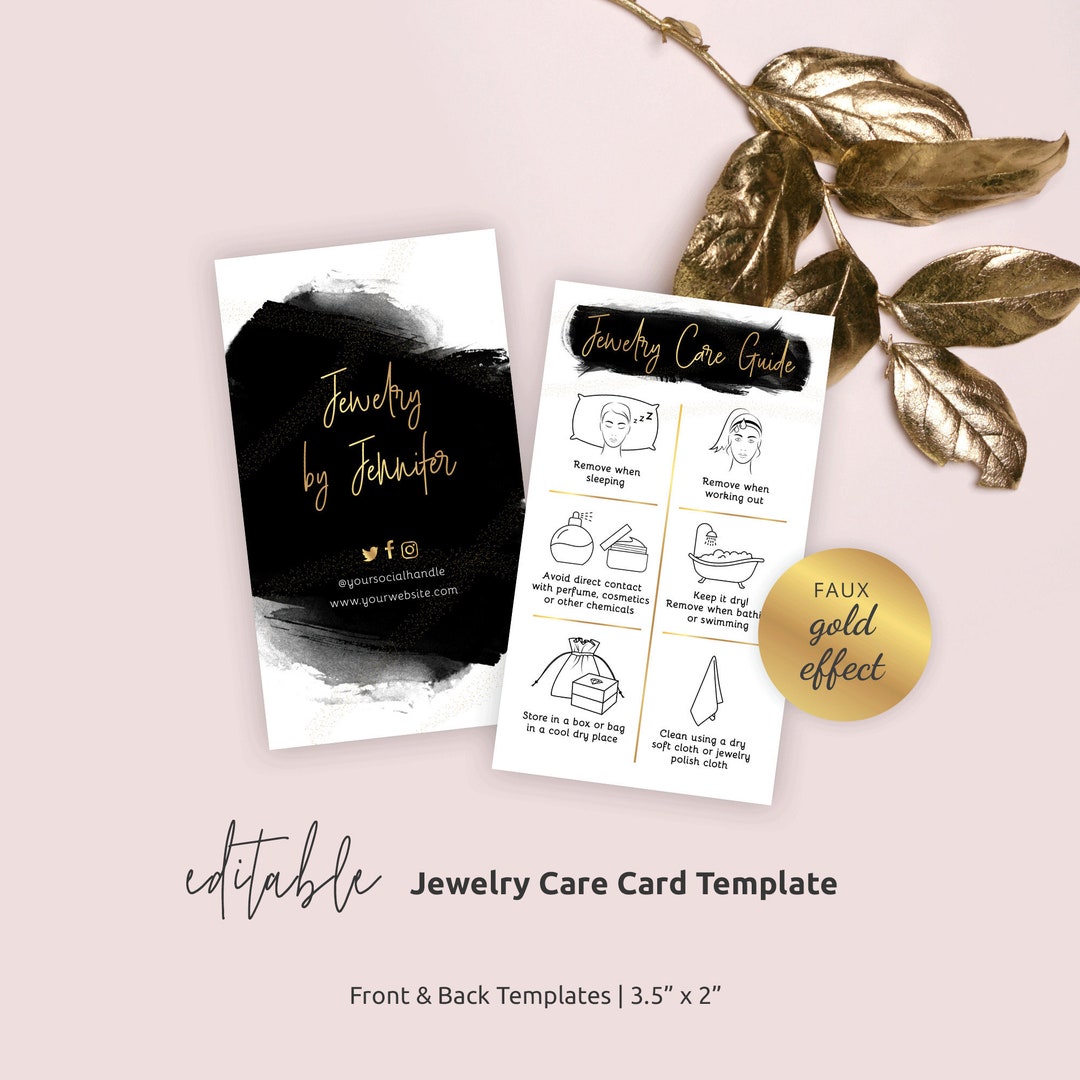 Editable Jewelry Care Guide Template, Jewellery Care Instructions ...