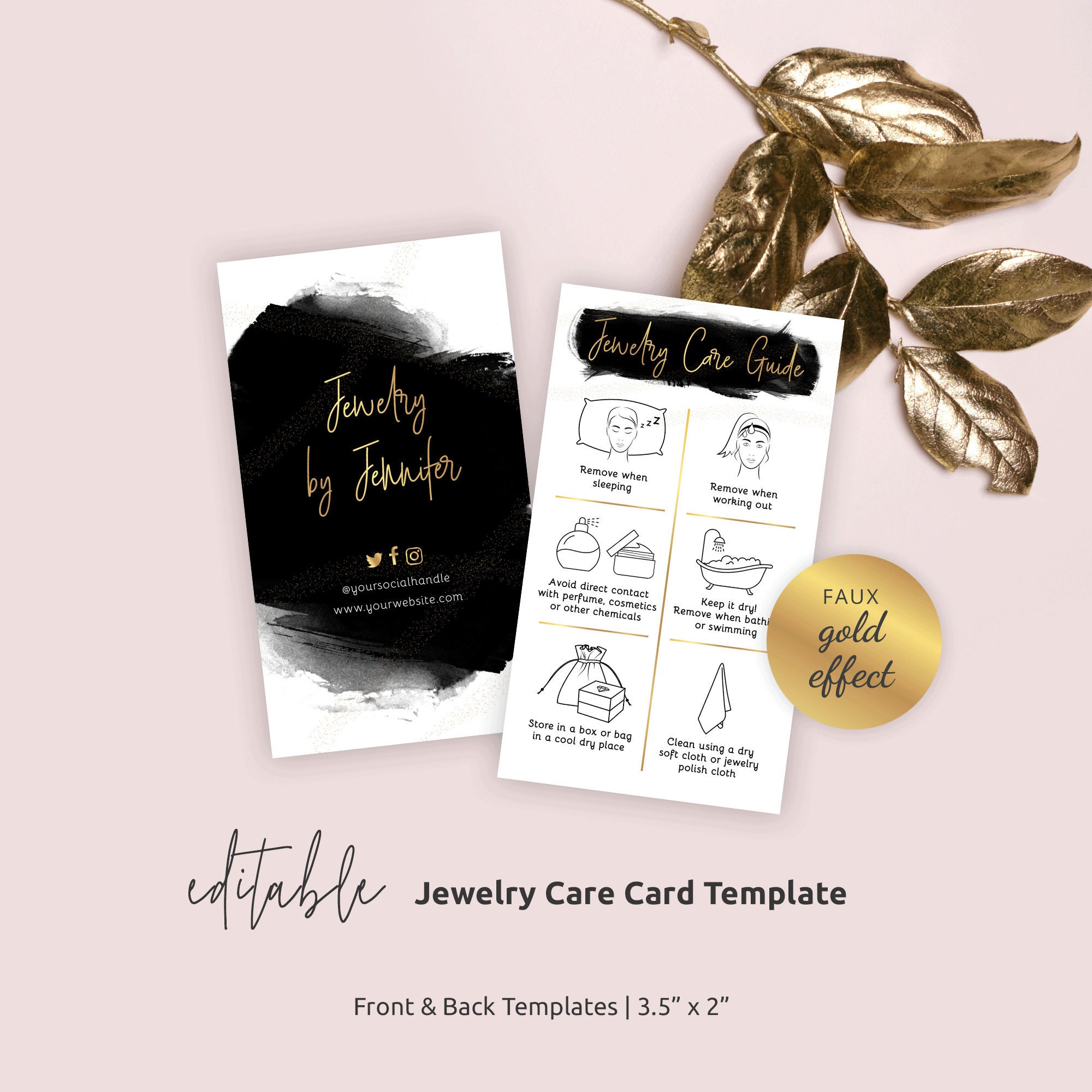 Editable Jewelry Care Guide Template, Jewellery Care Instructions ...