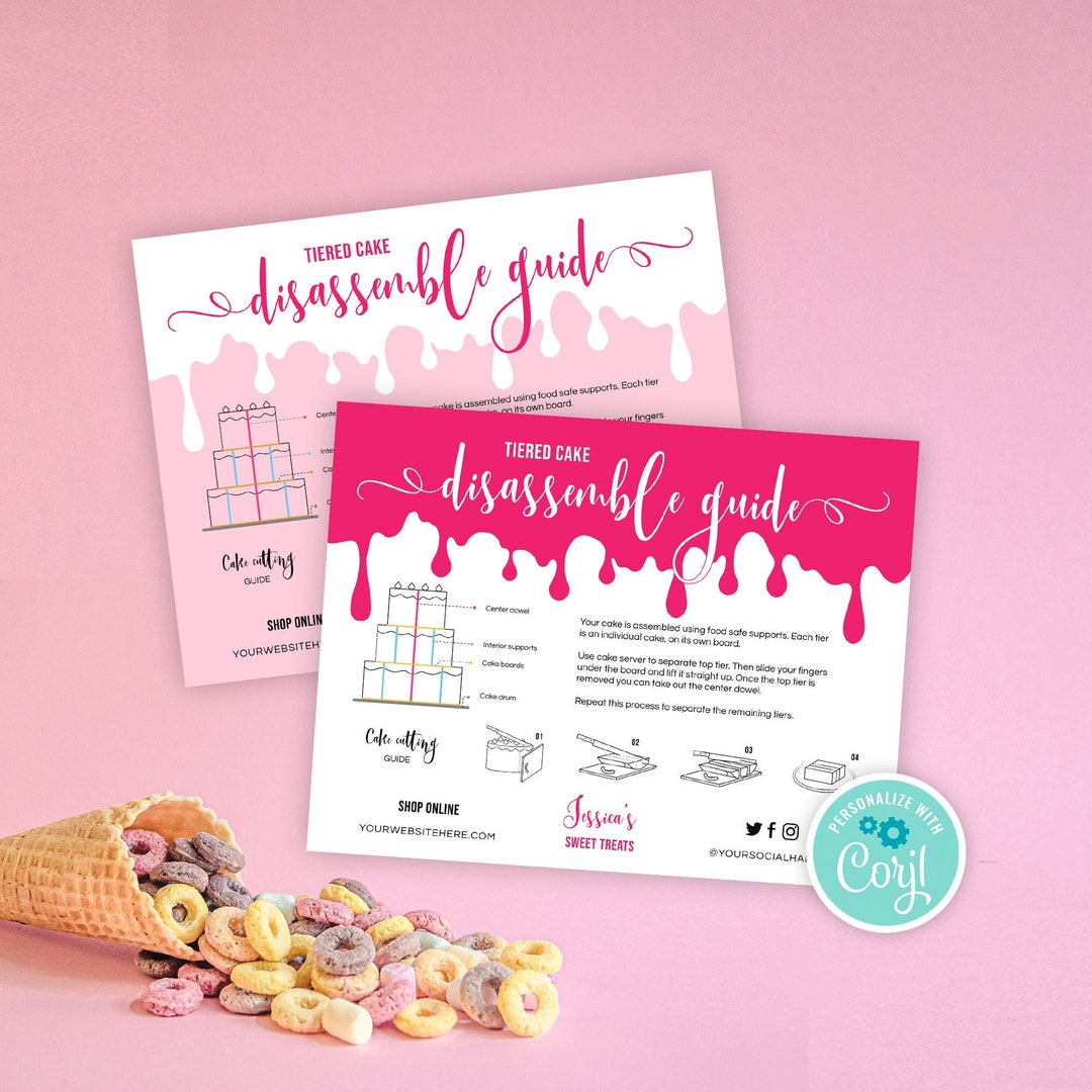 Custom Cake Serving Guide Template, Tiered Cake Disassemble ...