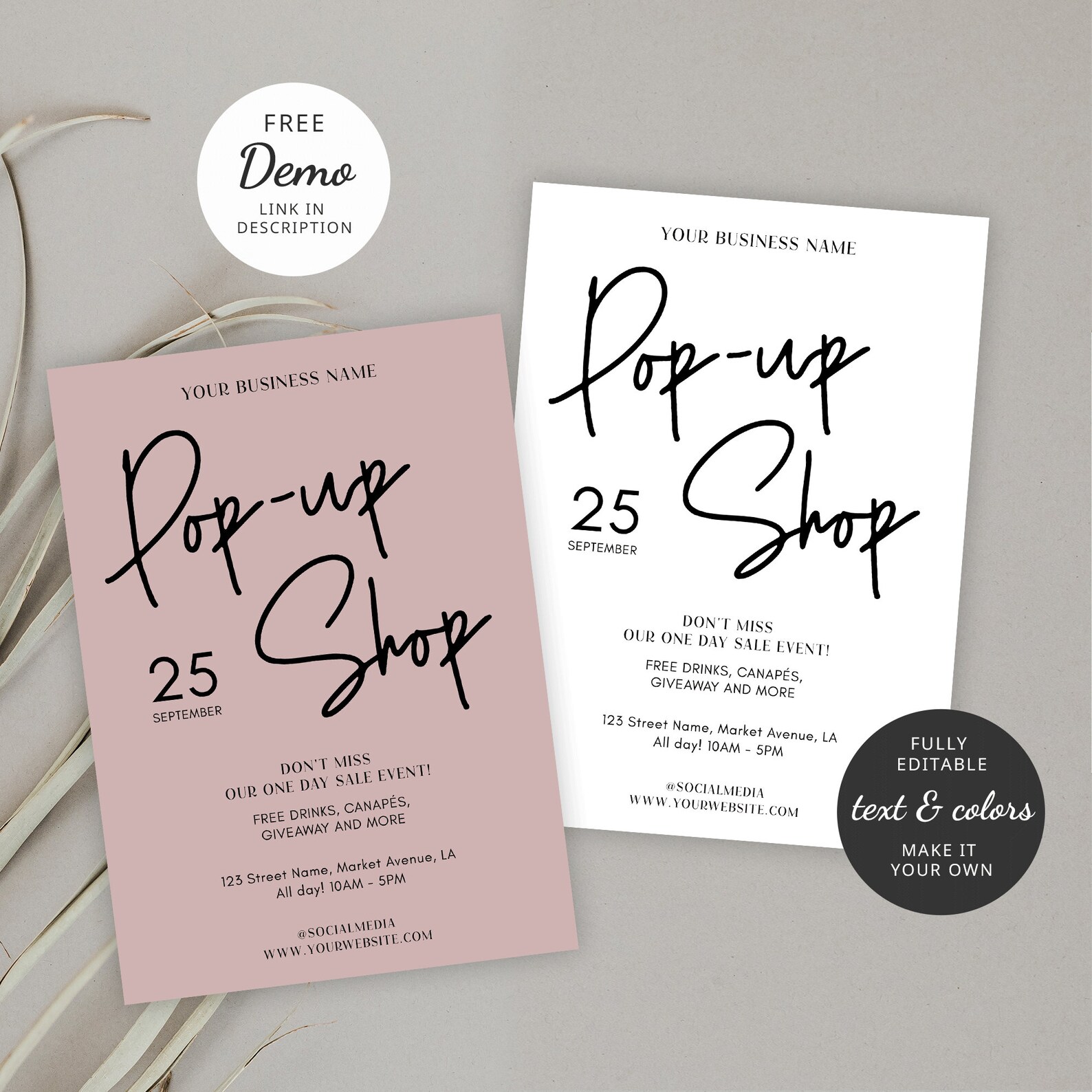 Pop up Shop Invitation Template, Boho Design, Craft Market Marketing ...