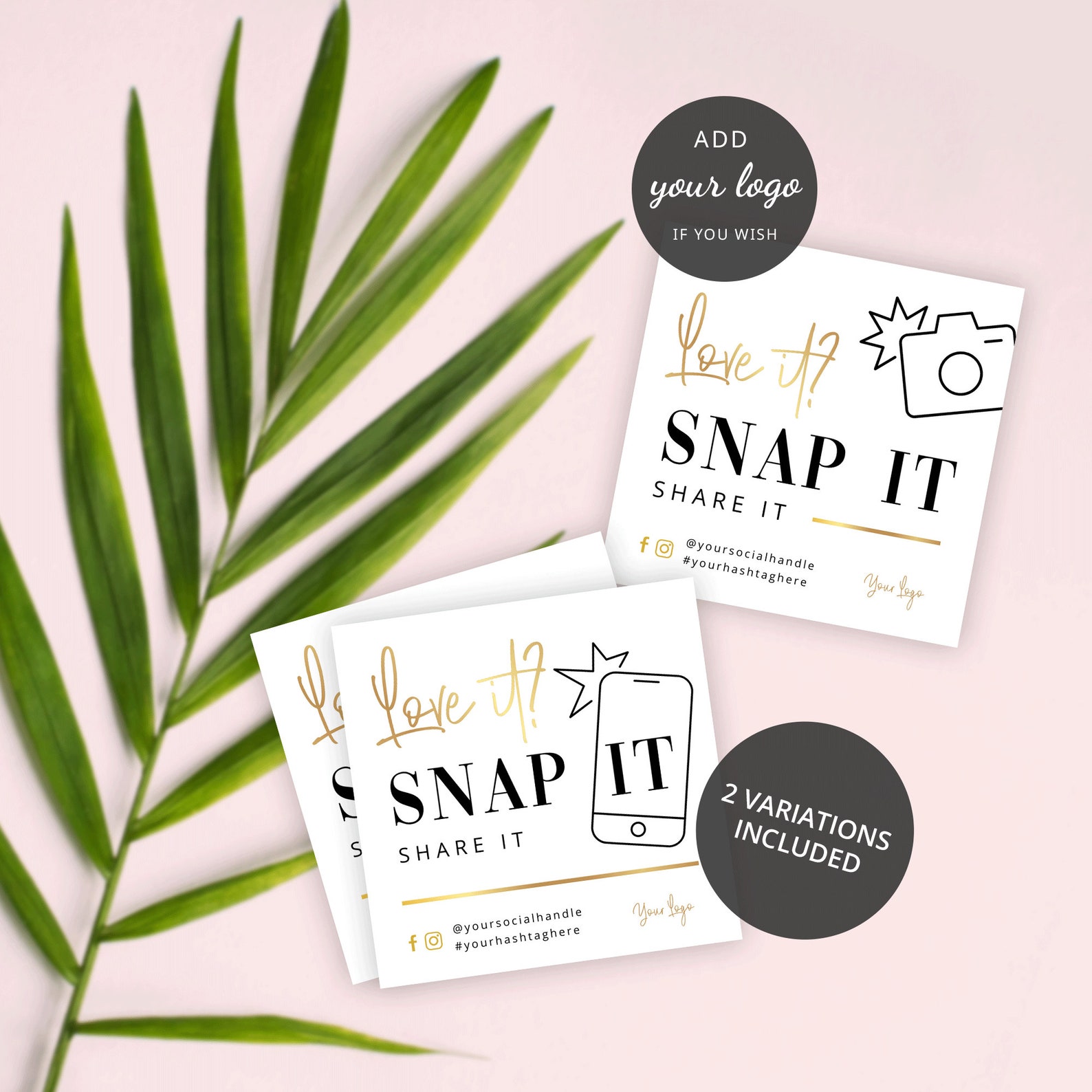 Snap It and Share It Card Template Faux Gold Snap It Sticker - Etsy
