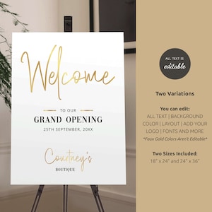 Faux Gold Grand Opening Sign Template, Business Launch Party Foam Board ...