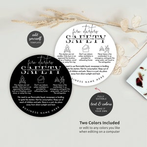 DIY Fire Starters Warning Label Template, Eco Firelighters Safety Round ...