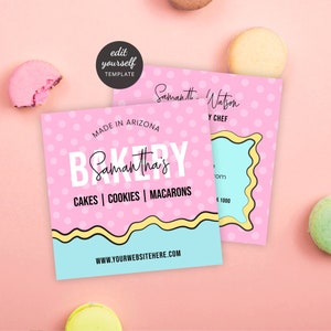 Bakery Business Card Template Cartoon Cake Design, Pastry Chef Contact ...