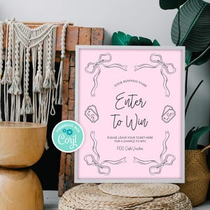 Modern Raffle Sign Template, Hand Drawn Bows Whimsical Design, Enter to ...