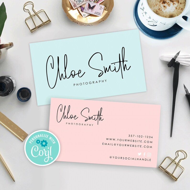 Editable Business Card Template Neutral Colors Printable - Etsy