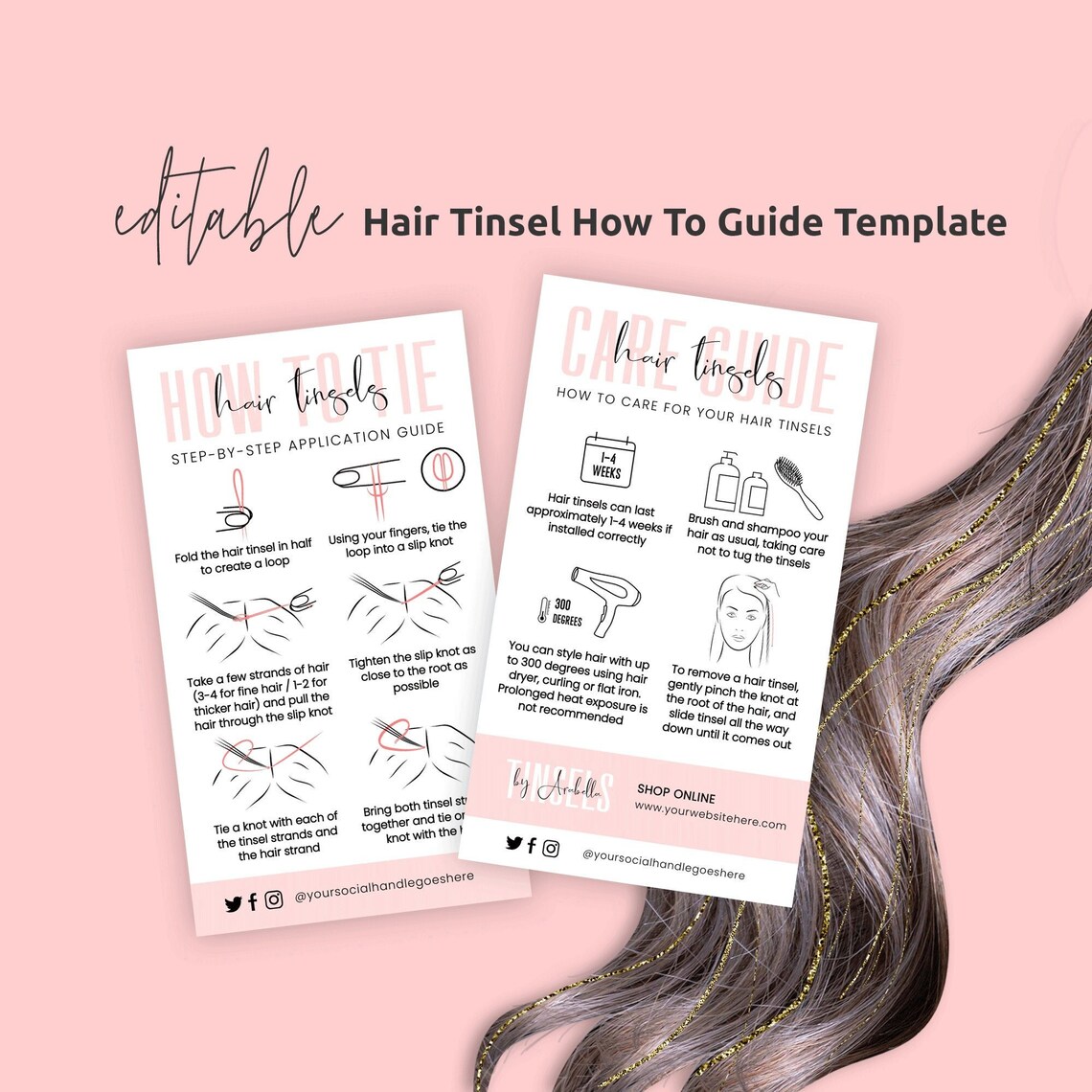 Hair Tinsels Application Guide Template Editable Tinsel Hair | Etsy