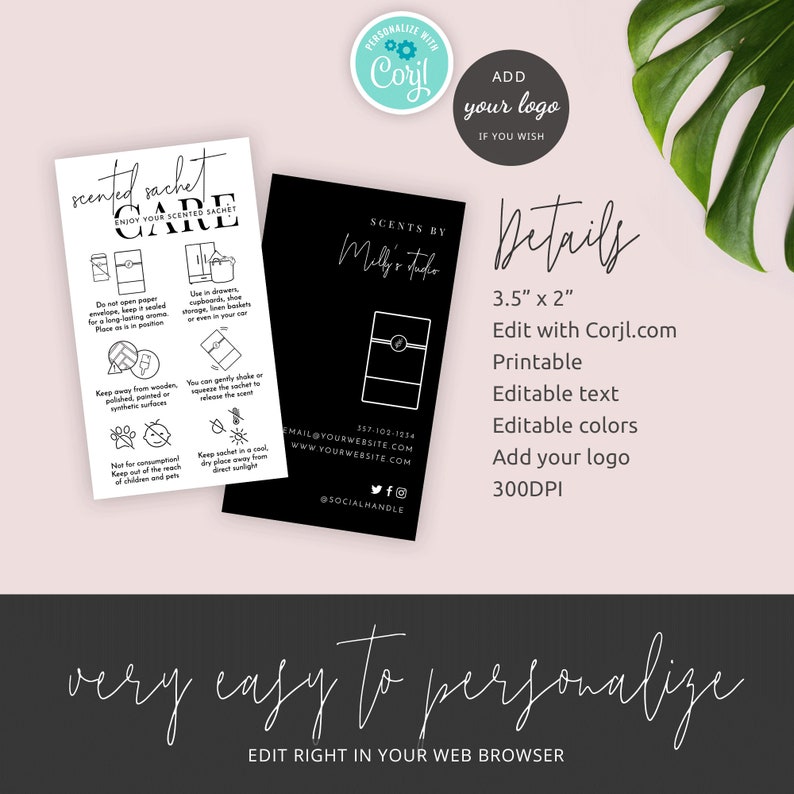 Aroma Beads Care Guide Template, Scented Sachet Care Card, Printable ...