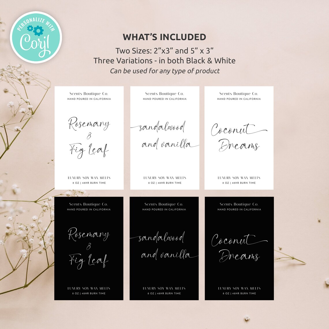 Elegant Product Labels Template Minimalist Wax Melt Labels - Etsy