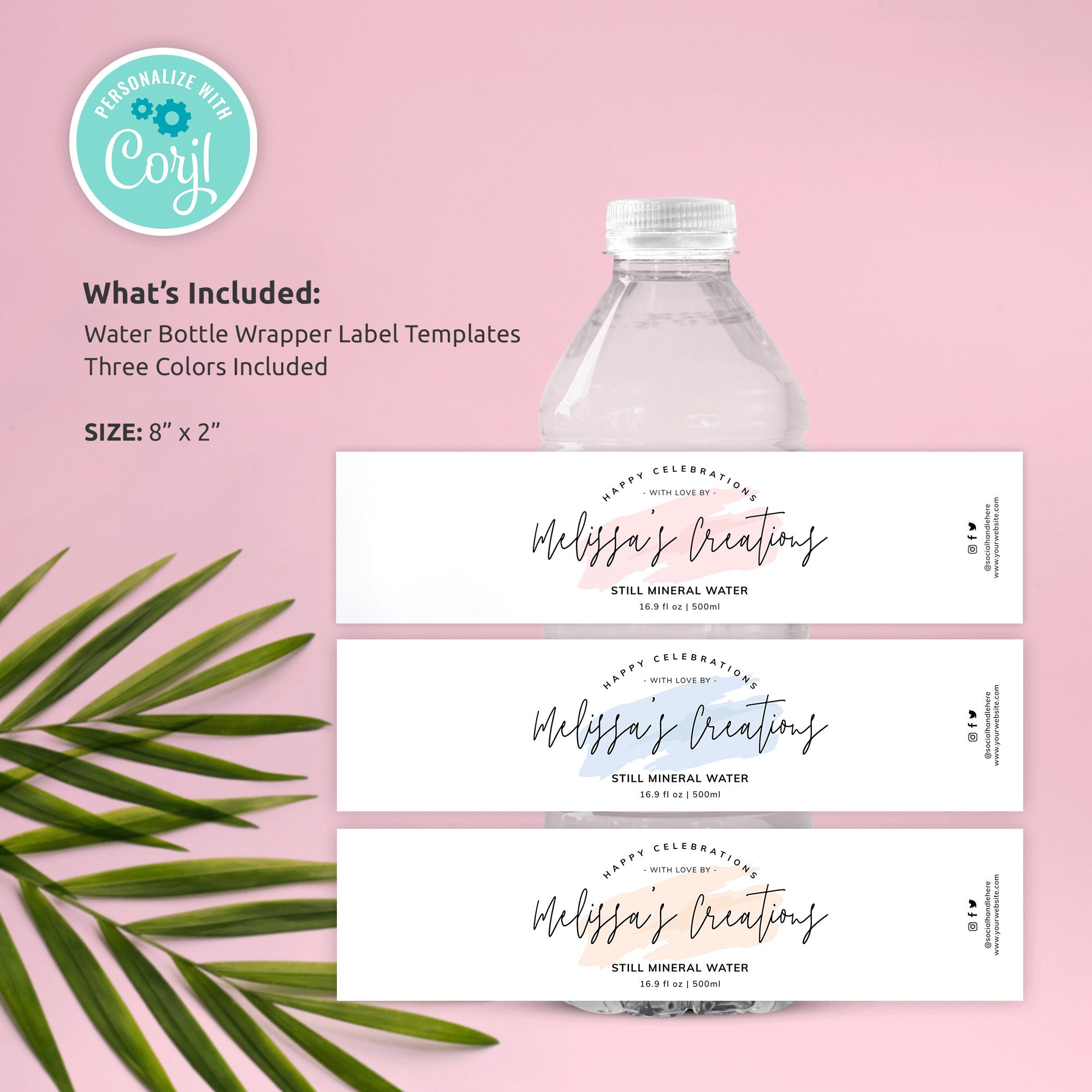 Editable Water Bottle Label Template Custom Still Water - Etsy