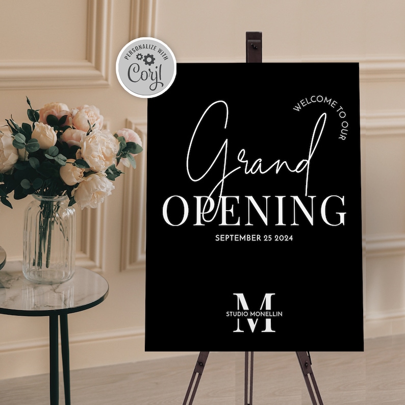 Grand Opening Welcome Sign Template, Minimalist Business Launch Signage ...