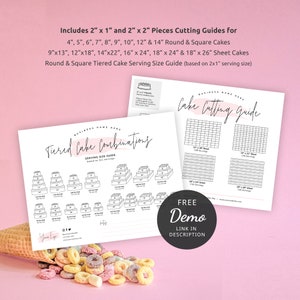 Cake Cutting Guides Template, Printable Round Square Sheet Wedding Cake ...