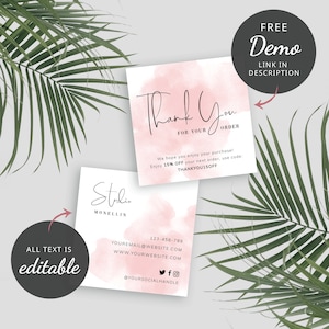 MINI Thank You Cards Template, DIY Business Thank You Card Design ...