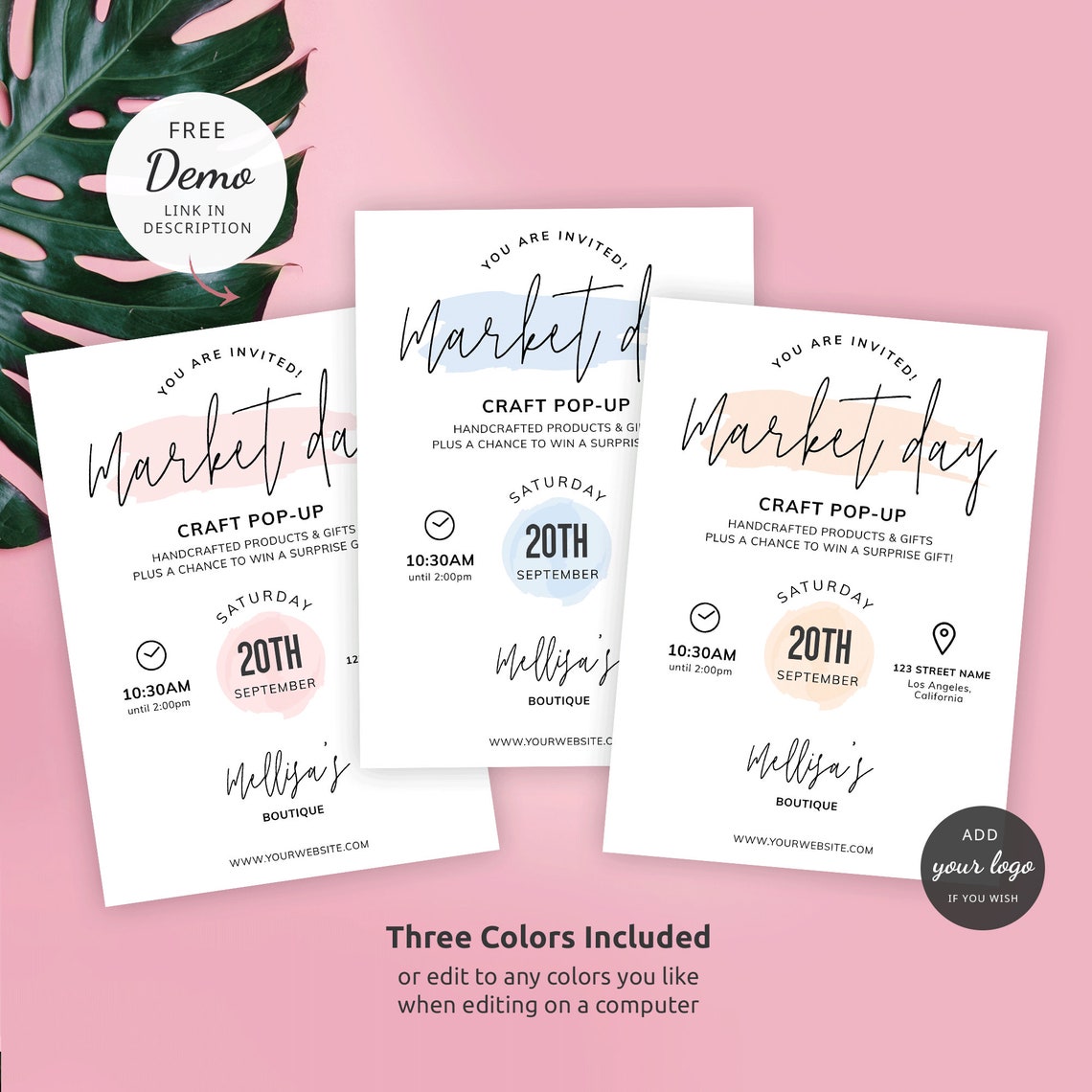 DIY Market Day Flyer Template, Pop up Shop Leaflet, Feminine Business ...