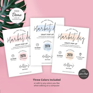 DIY Market Day Flyer Template, Pop up Shop Leaflet, Feminine Business ...
