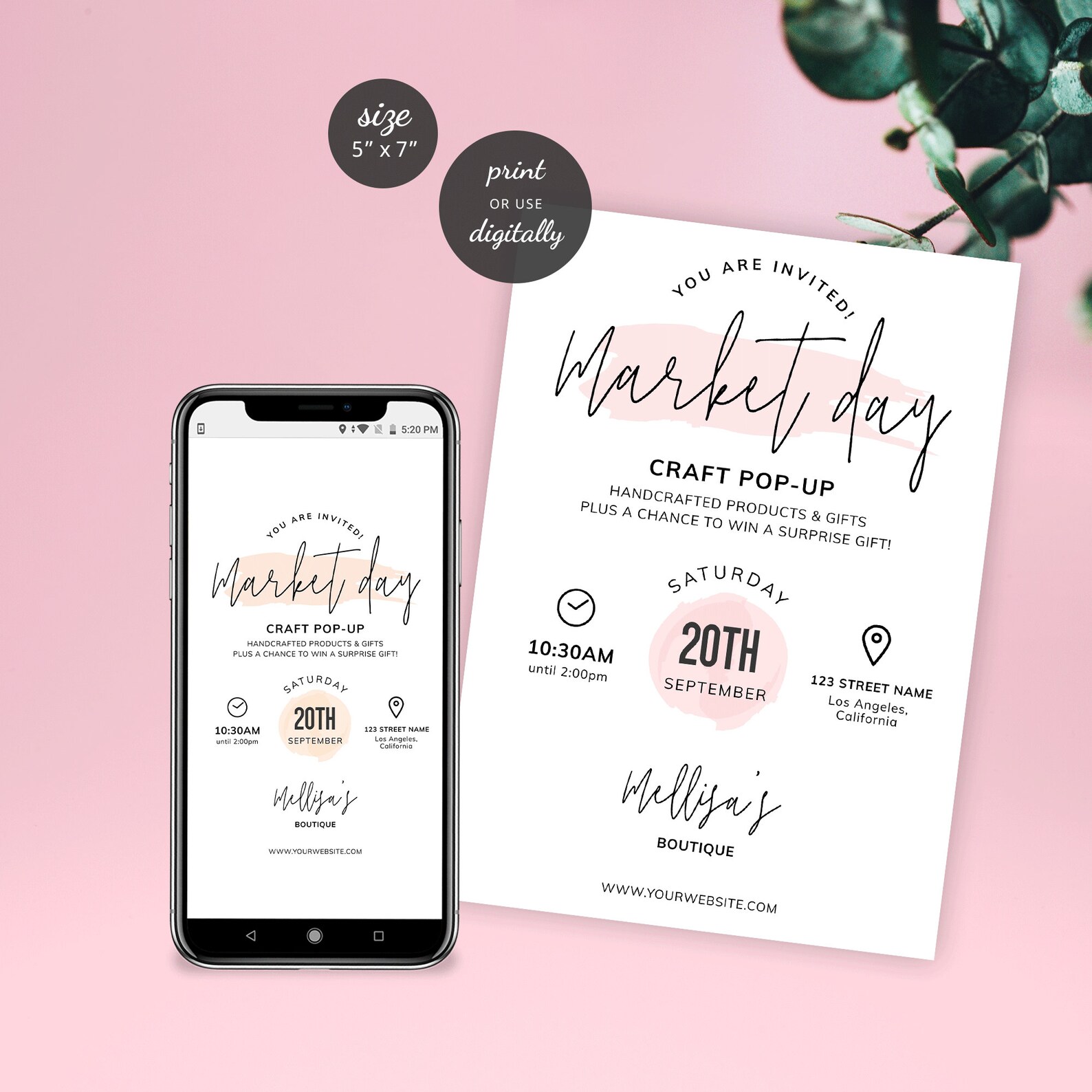 DIY Market Day Flyer Template Pop up Shop Leaflet Feminine - Etsy