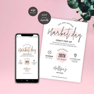 DIY Market Day Flyer Template, Pop up Shop Leaflet, Feminine Business ...