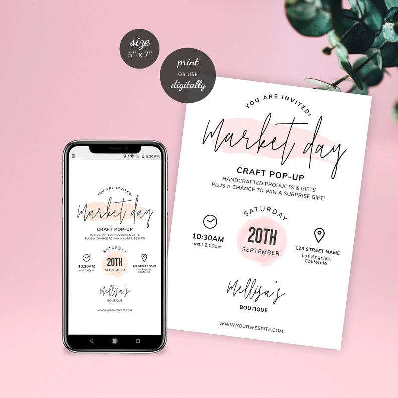 DIY Market Day Flyer Template Pop up Shop Leaflet Feminine - Etsy