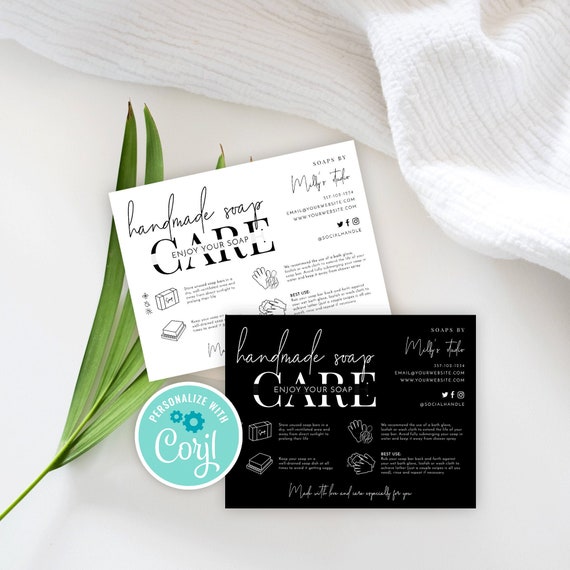 Editable Soap Care Card Template Handmade Soap Care Guide | Etsy