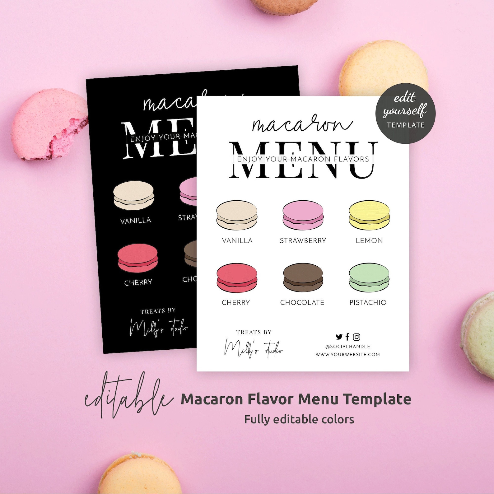 DIY Macarons Menu Template Minimalist Macarons Flavor List - Etsy