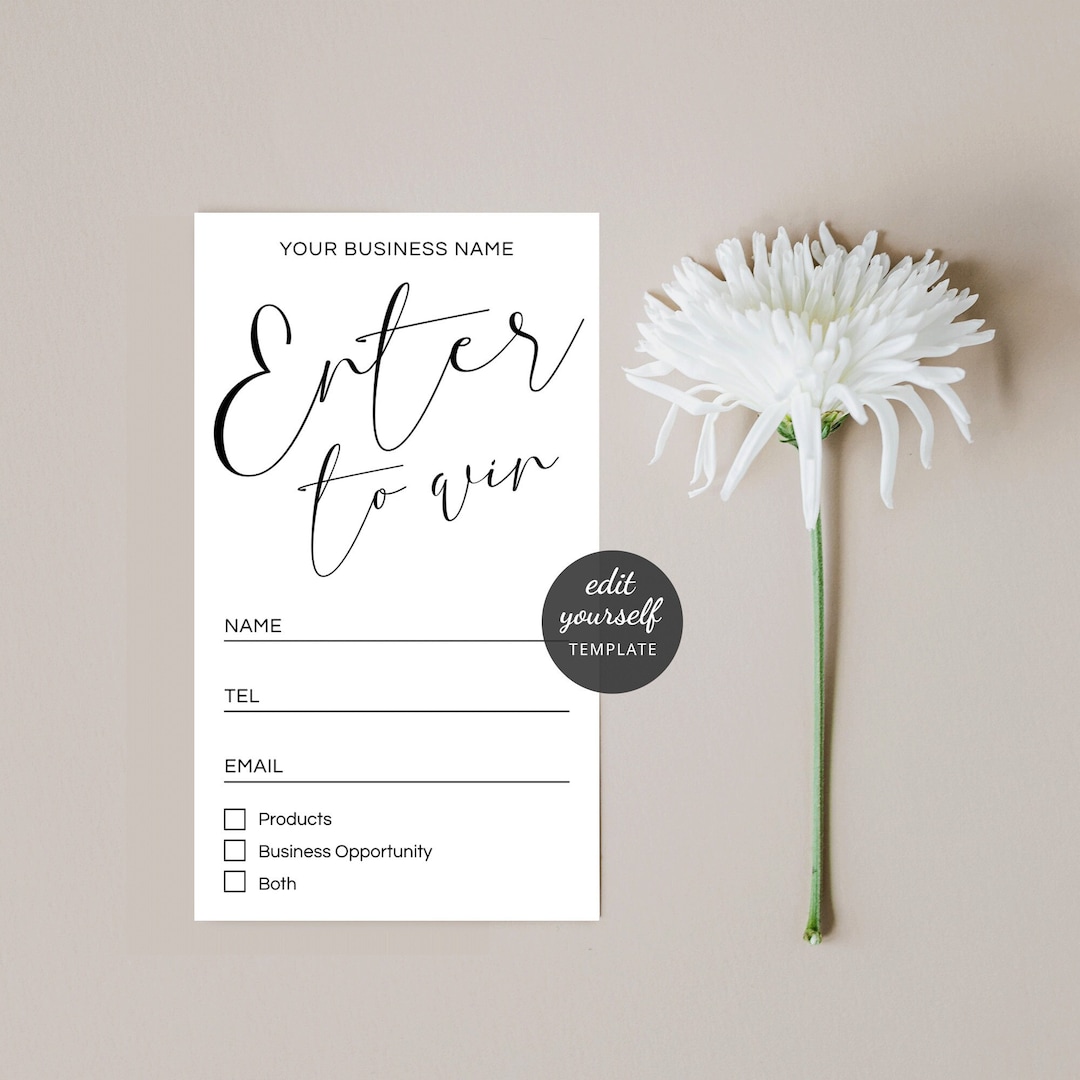 Minimal Raffle Ticket Template, Customizable Enter to Win Cards ...