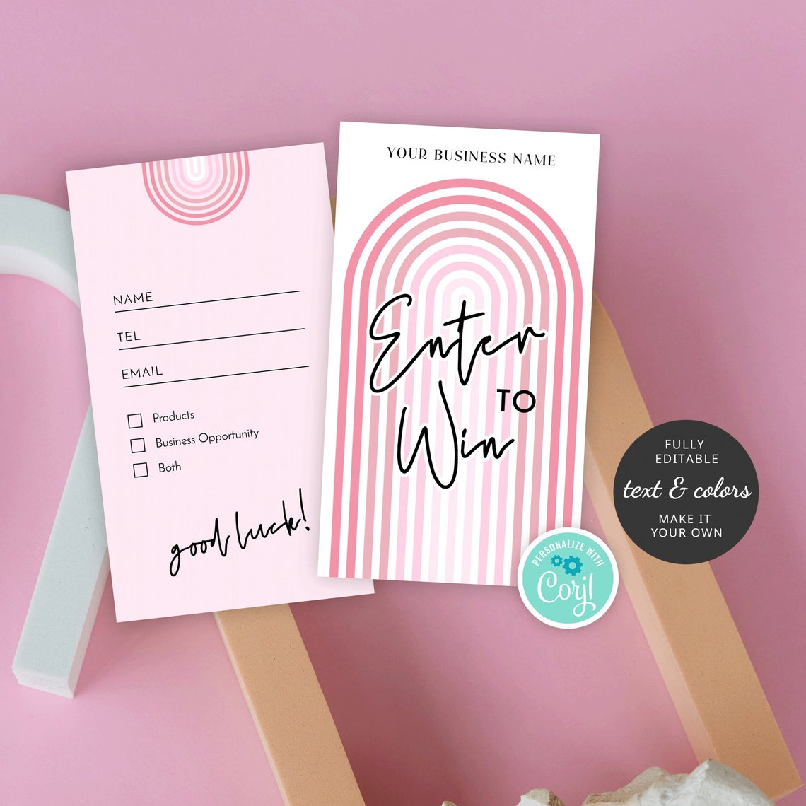 Retro Pink Raffle Tickets Template Editable Enter to Win - Etsy
