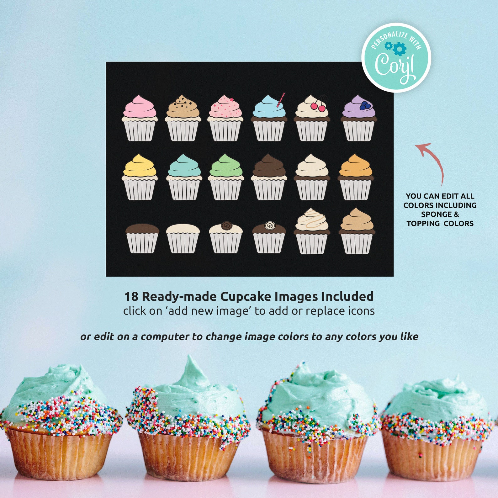 DIY Cupcake Menu Template, Minimalist Cupcakes Flavor List, Printable ...