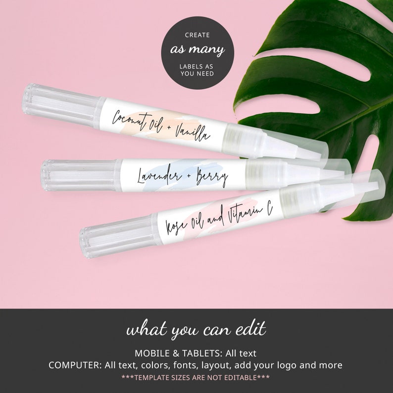 DIY Cosmetic Tube Label Template Printable 3ml 4ml 5ml Brush - Etsy