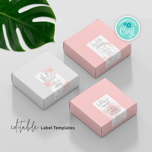 Box Seal Label Template, Pink Watercolor Parcel Seal Stickers, Editable ...