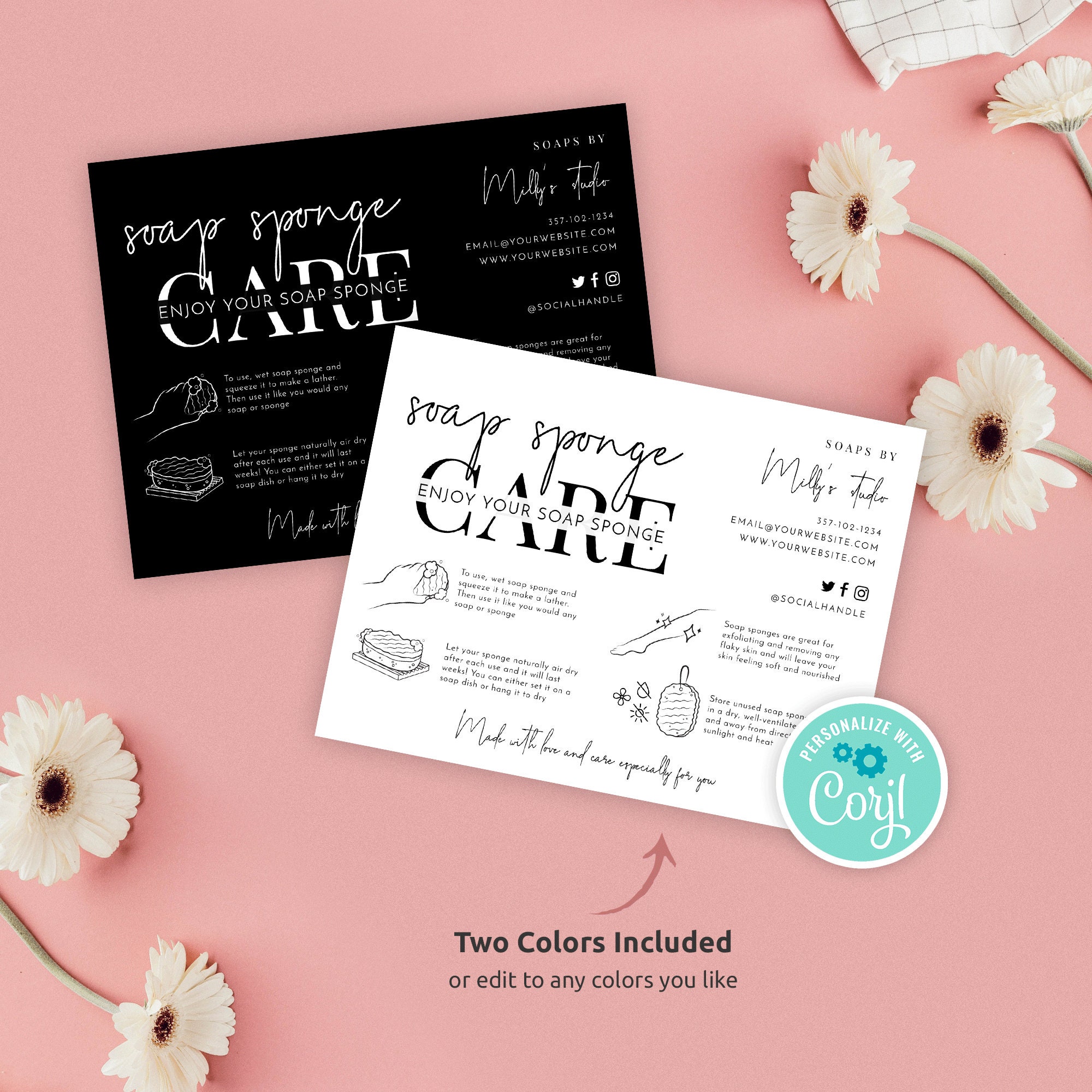 Soap Sponge Care Guide Template Editable Scented Soap Loofah - Etsy