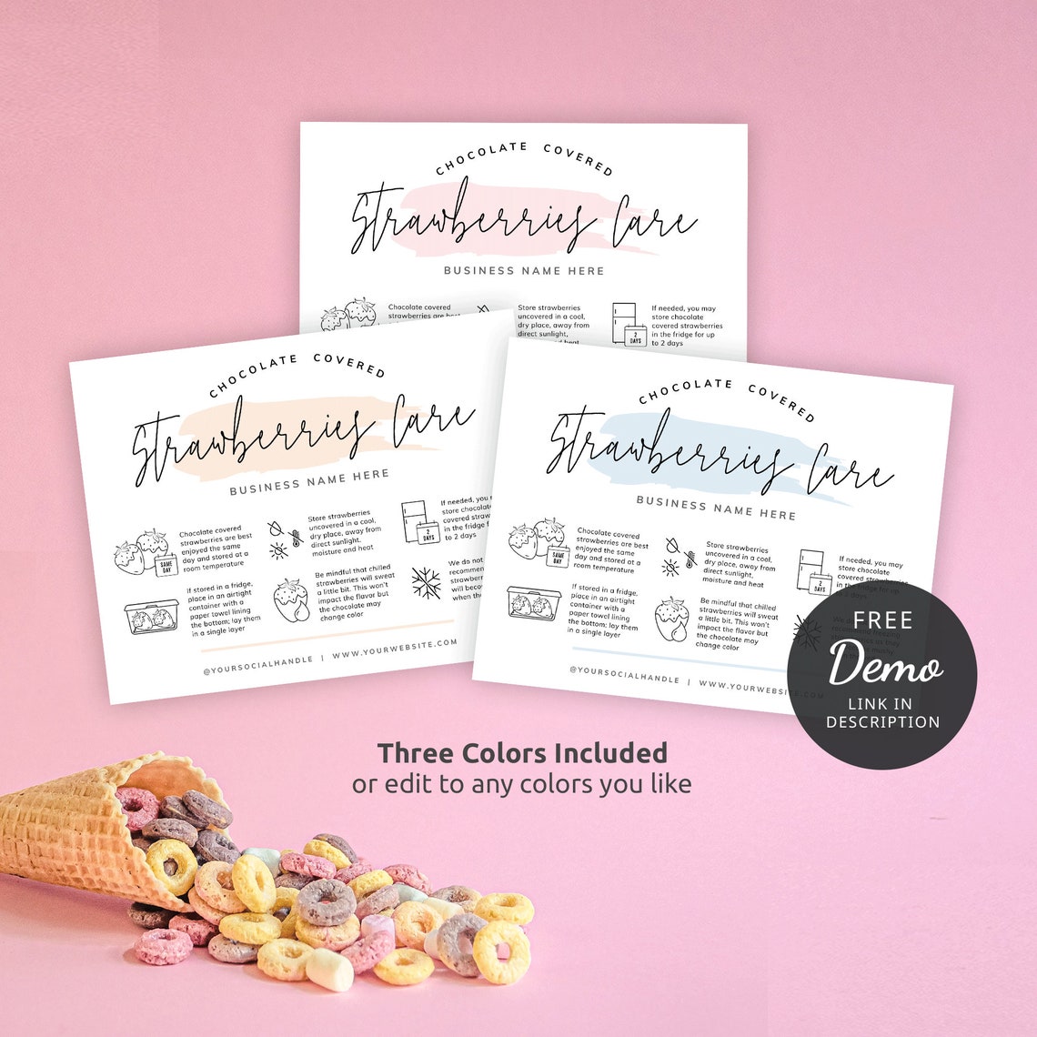 Chocolate Strawberries Care Card Editable Choc Covered - Etsy