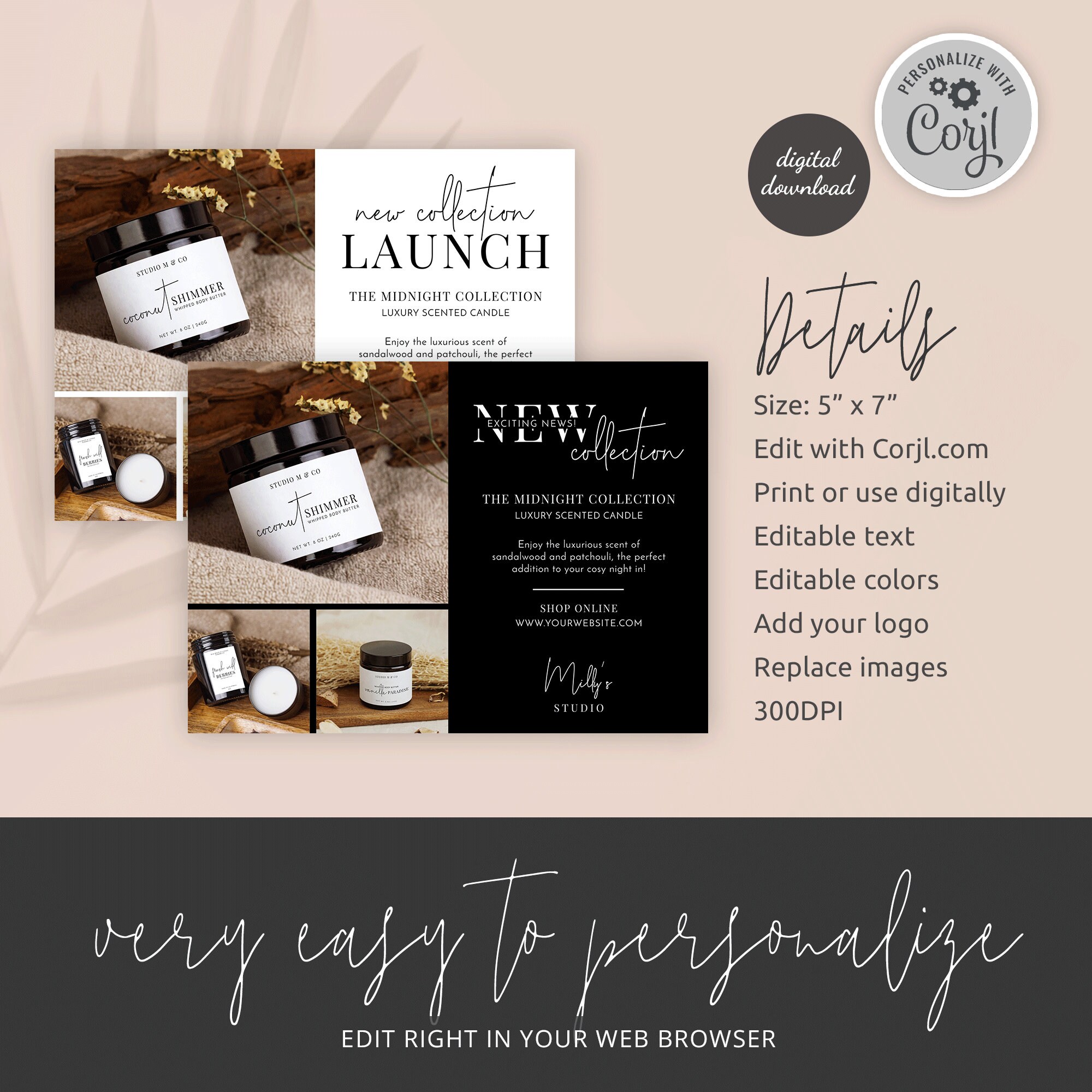 Product Launch Flyer Template, New Collection Announcement Card ...