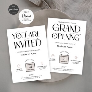 DIY Grand Opening Template, Modern Business Launch Event Invite Taupe ...