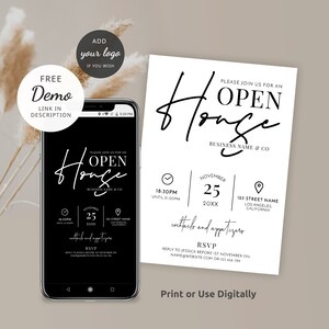 Minimal Open House Invitation Template, Customizable Sales Event ...