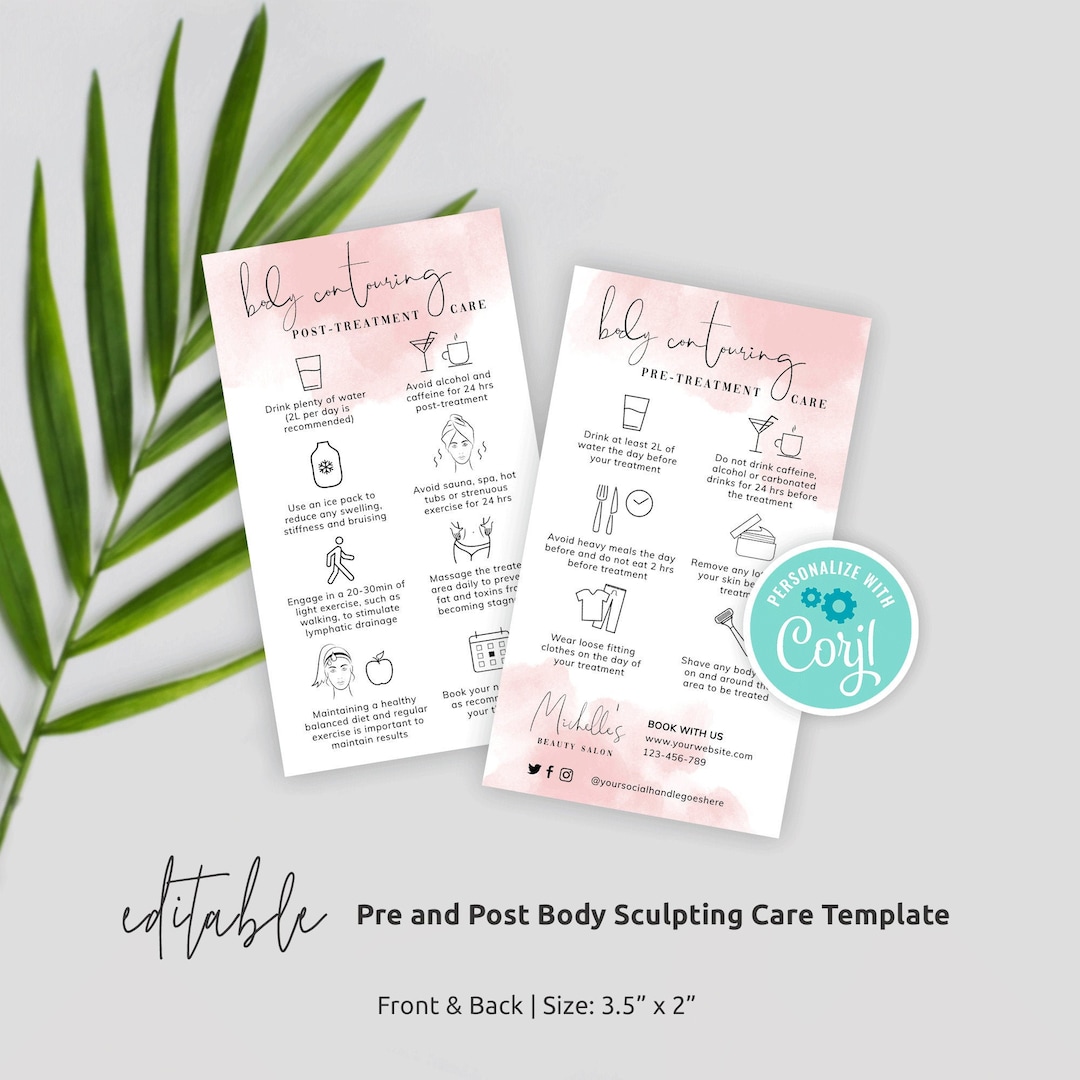 Body Contouring Care Guide Template, Feminine Body Sculpting Pre and ...