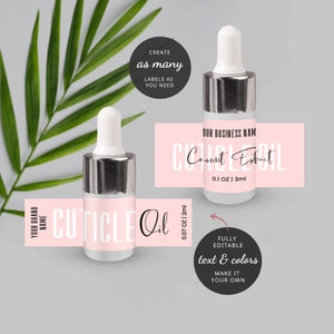 Cuticle Oil Bottle Wrapper Label Template, Custom 1ml 2ml 3ml 5ml MINI ...