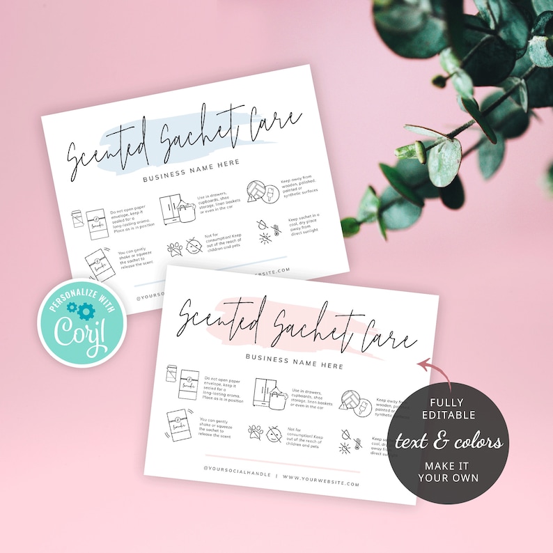 Scented Sachet Care Card Template Editable Perfume Sachet - Etsy
