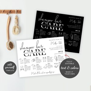 Shampoo Bar Application Guide Template, Editable Solid Shampoo Care ...