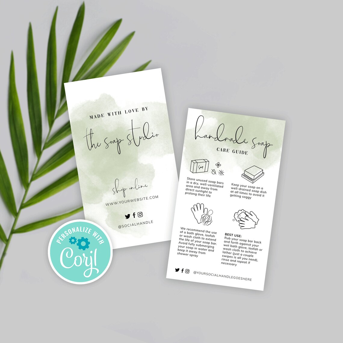 Editable Soap Care Card Template, MINI Soap Care Guide, Instant ...