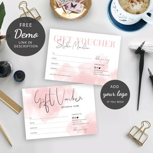 Mother's Day Gift Voucher Design, Feminine Gift Card Template, Editable ...