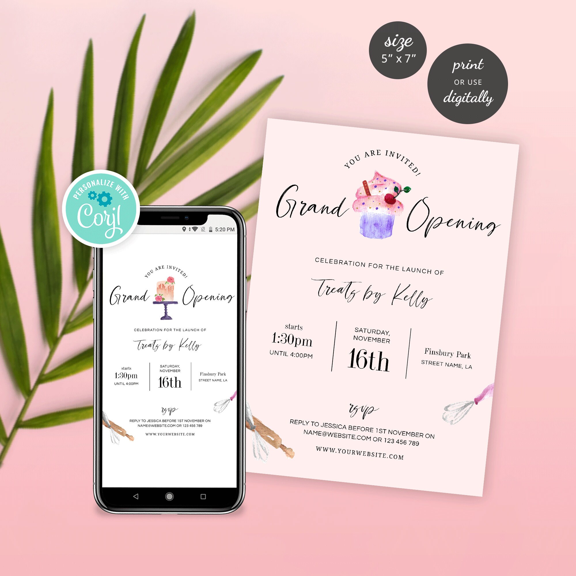 Bakery Grand Opening Invite Template Cupcake & Cake Shop - Etsy