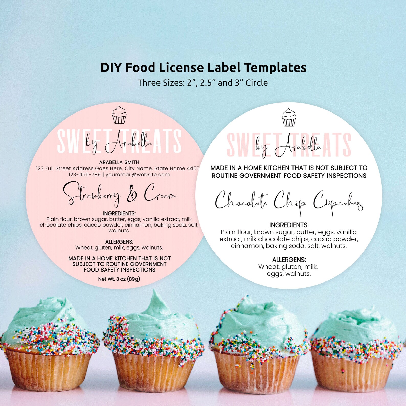 Food License Label Template, Feminine Pink Cottage Law Labels ...