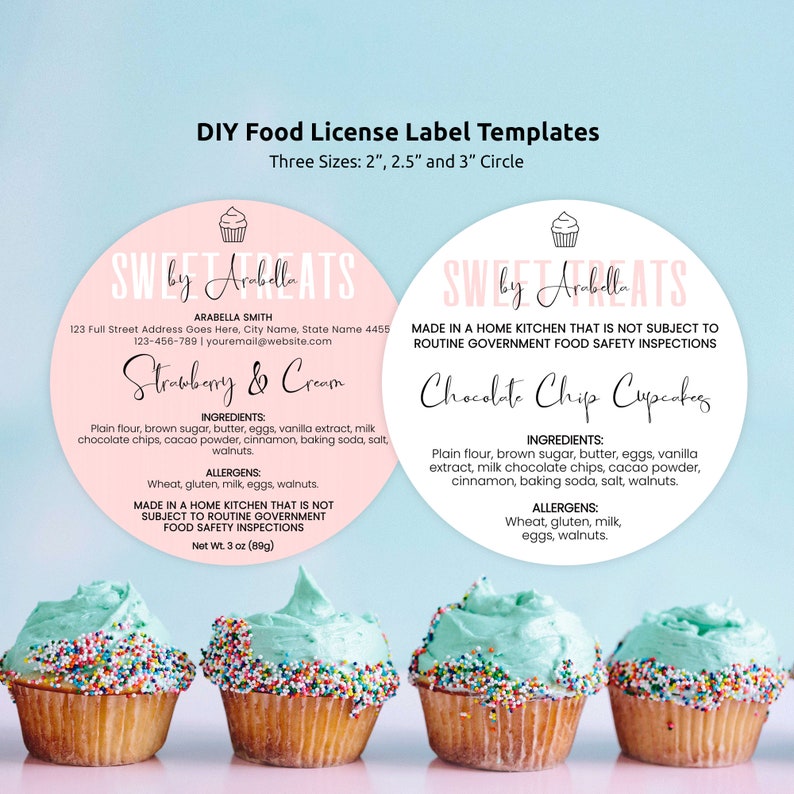 Food License Label Template Feminine Pink Cottage Law Labels - Etsy