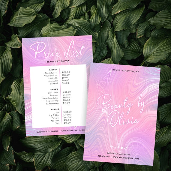 Customisable Price List Template DIY Pricing Guide Printable - Etsy Canada