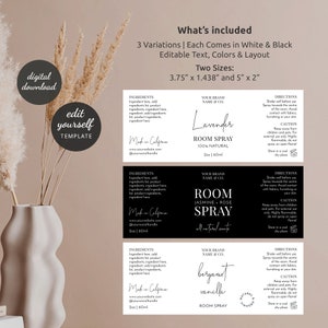 Room Spray Label Template, Minimalist Air Freshener Bottle Packaging ...