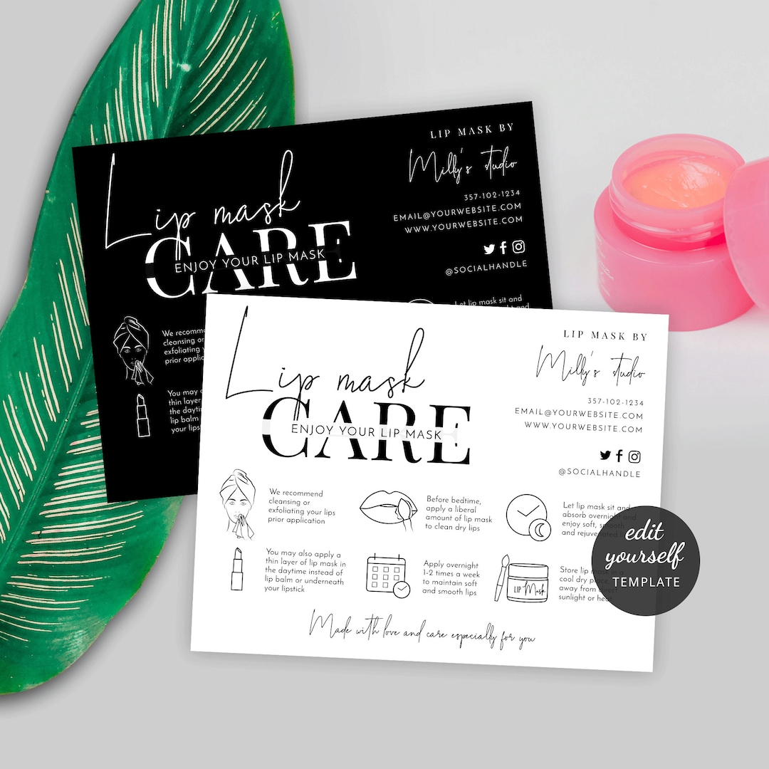 Lip Mask Care Instructions Template, Custom Lips Overnight Mask ...