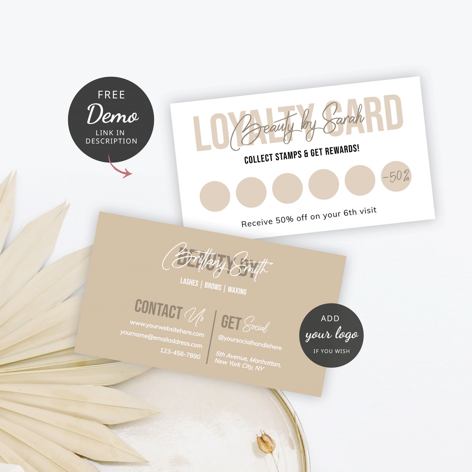 Minimal Loyalty Card Template Custom Customer Reward Cards | Etsy