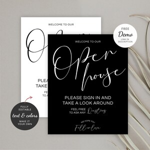 Minimalist Open House Welcome Sign Template, Editable Property Open Day ...