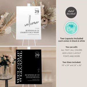Business Event Welcome Sign Template, Minimalist Black & White ...